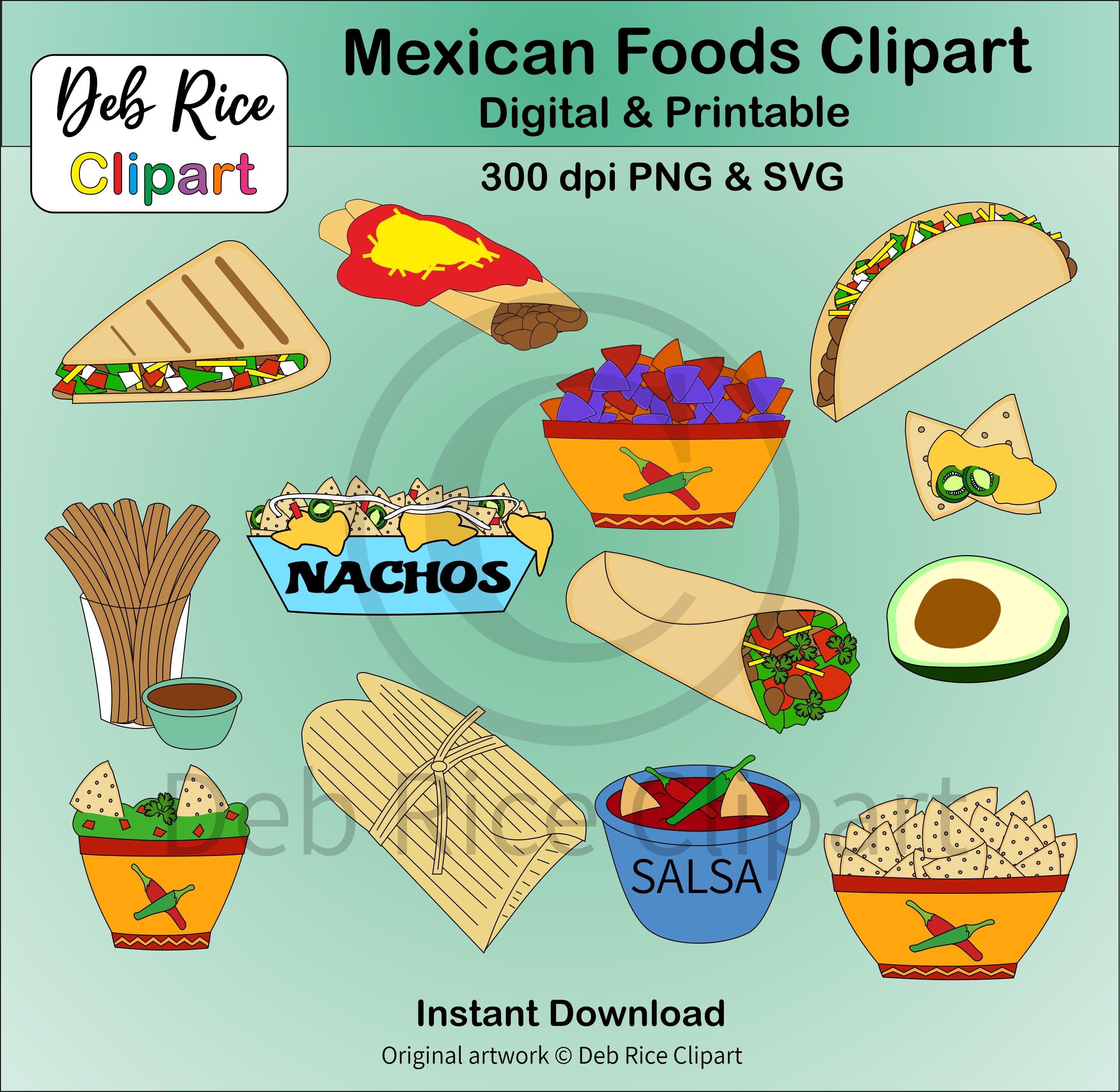 Mexican Foods Clipart Nachos, Burrito, Quesadilla, Tortilla Chips ...