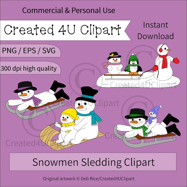 Snowmen Clipart - Etsy