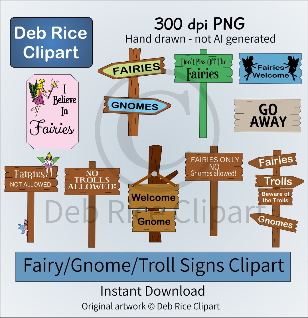 Fairy, Gnome & Troll Signs PNG Clipart Go Away Sign, Trail Posts ...