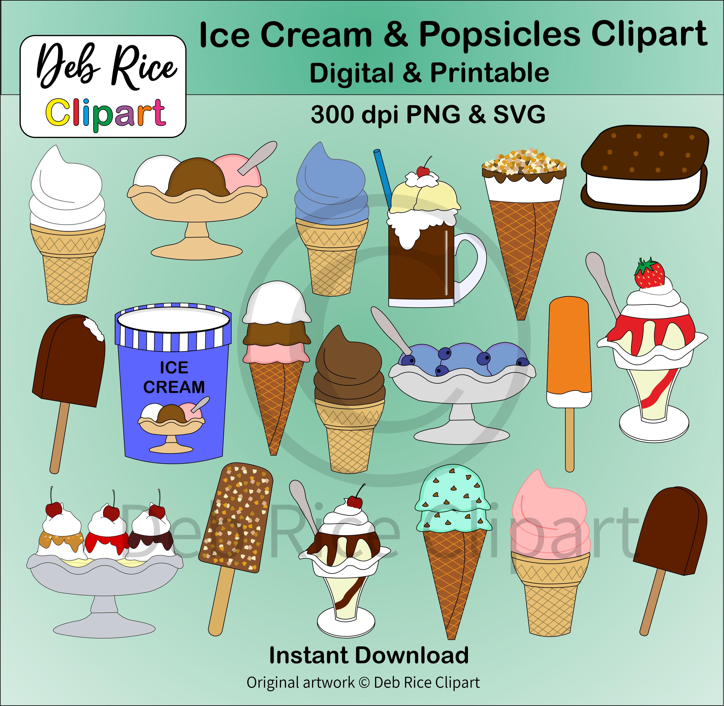 Ice Cream and Popsicles Clipart Orange Creamsicle, Soft Serve Ice Cream ...