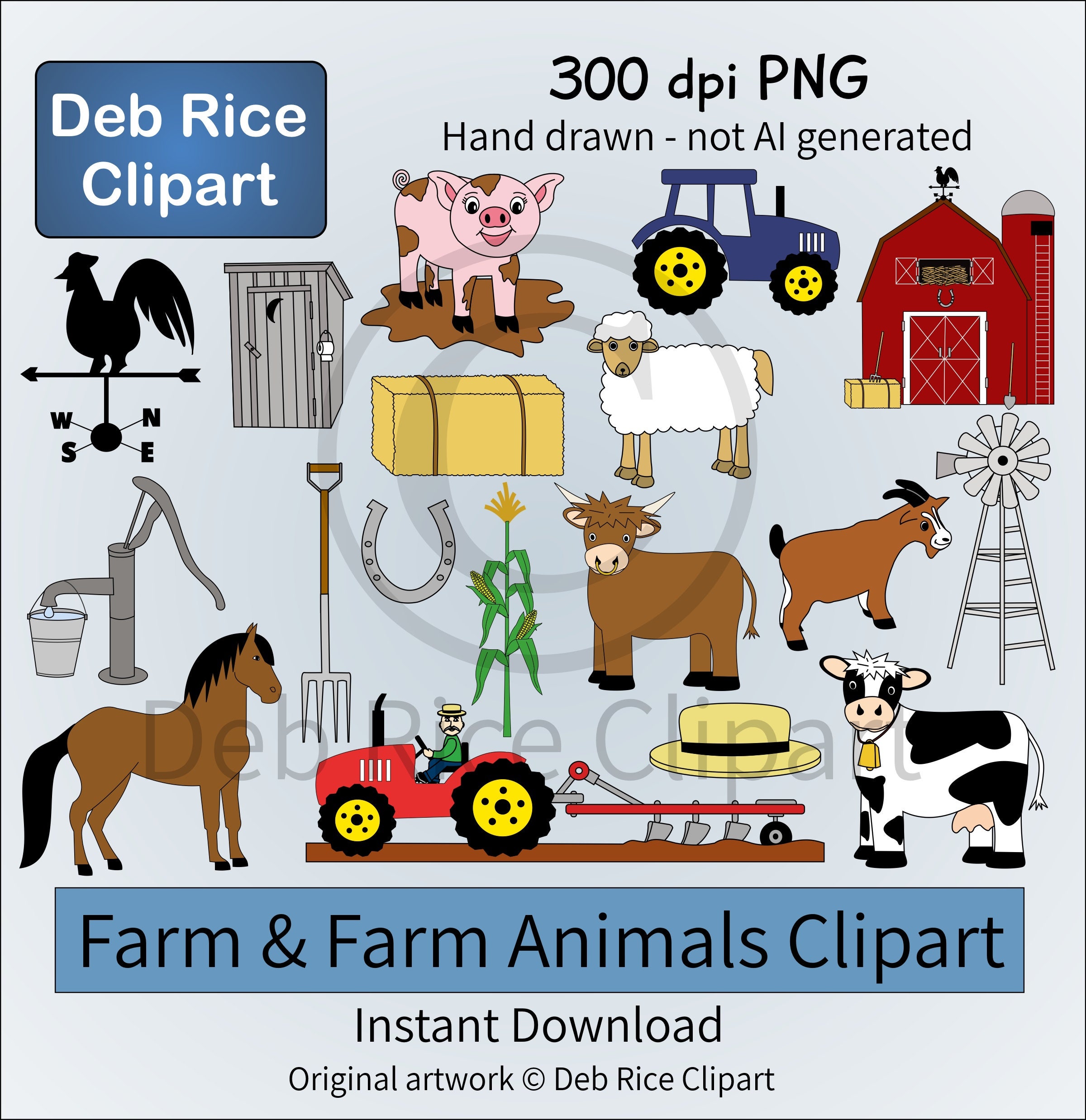 Farm & Farm Animals PNG Clipart Barn, Tractor, Pig, Cow, Bull ...