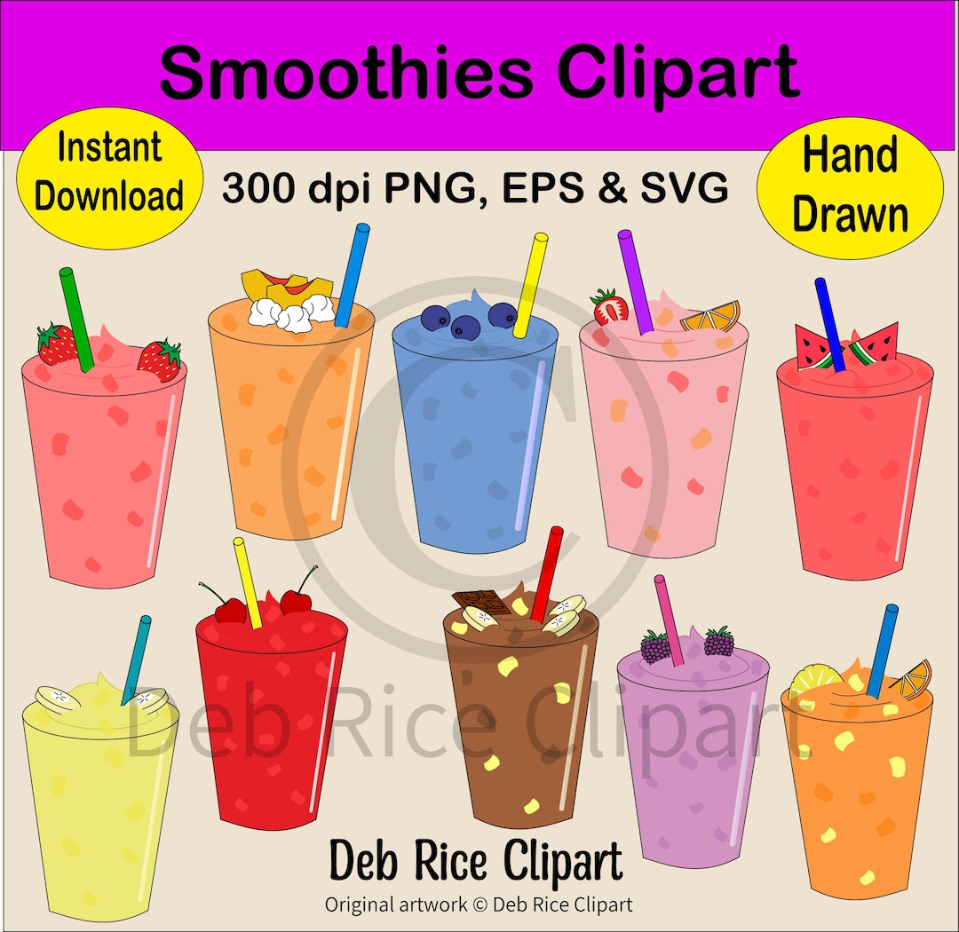 Smoothies Clipart - Fruit Smoothies, PNG, EPS, SVG, Instant Digital ...