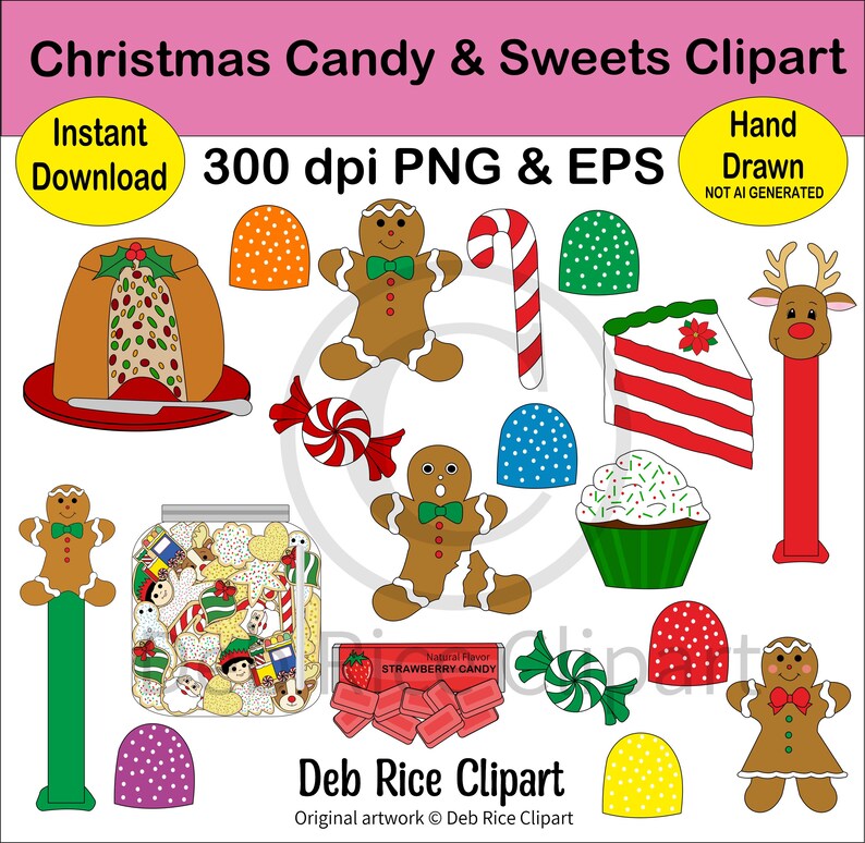Christmas Candy Clipart: Sweets, Cookies, Gumdrops, PNG, Vector EPS ...