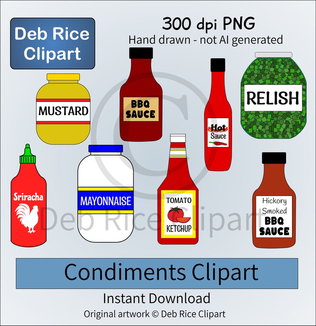 Condiments PNG Clipart Relish, Mustard, Sriracha, Bbq Sauce, Ketchup ...
