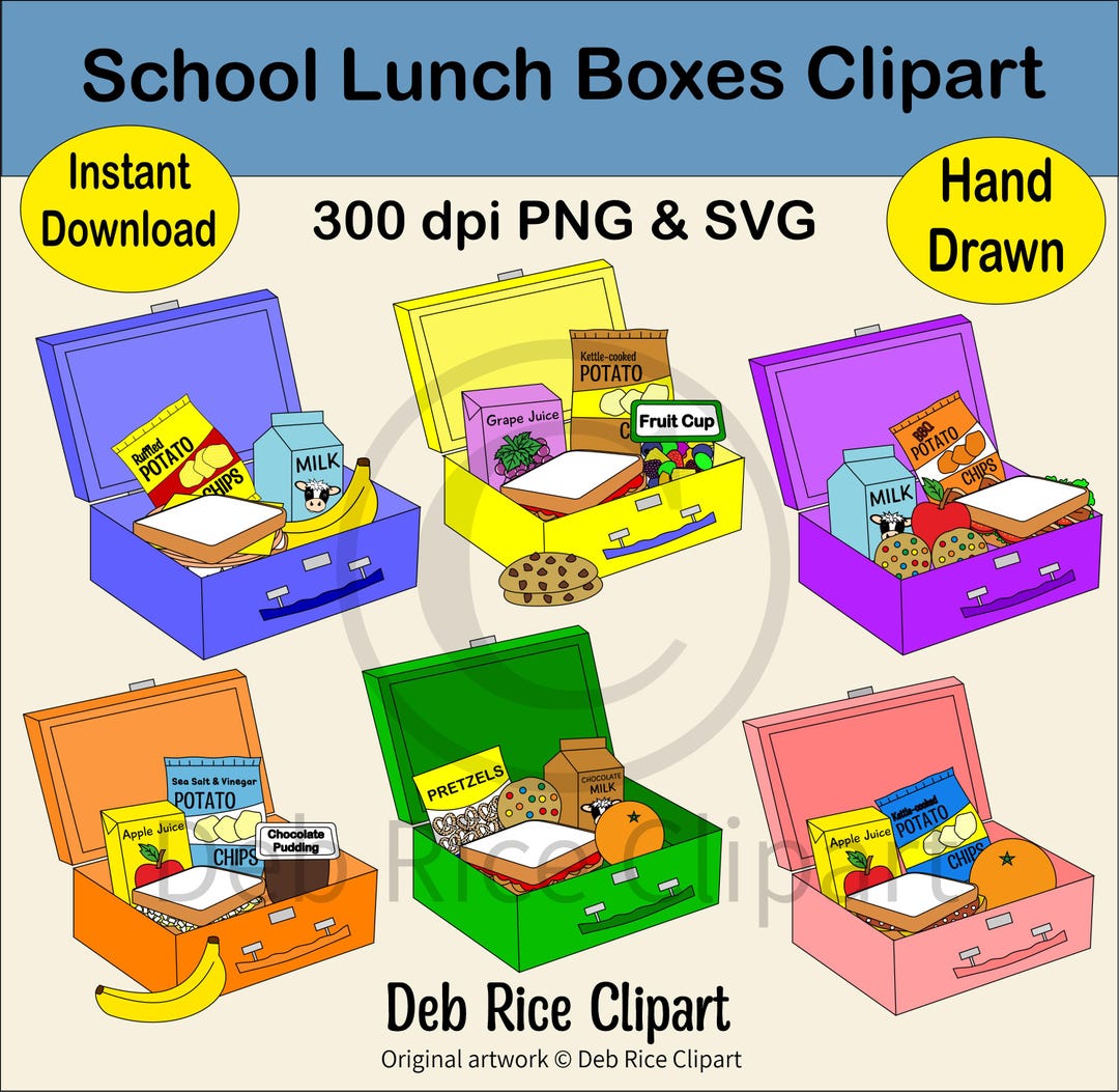 School Lunch Boxes Clipart - PNG, SVG, Instant Digital Download - Etsy