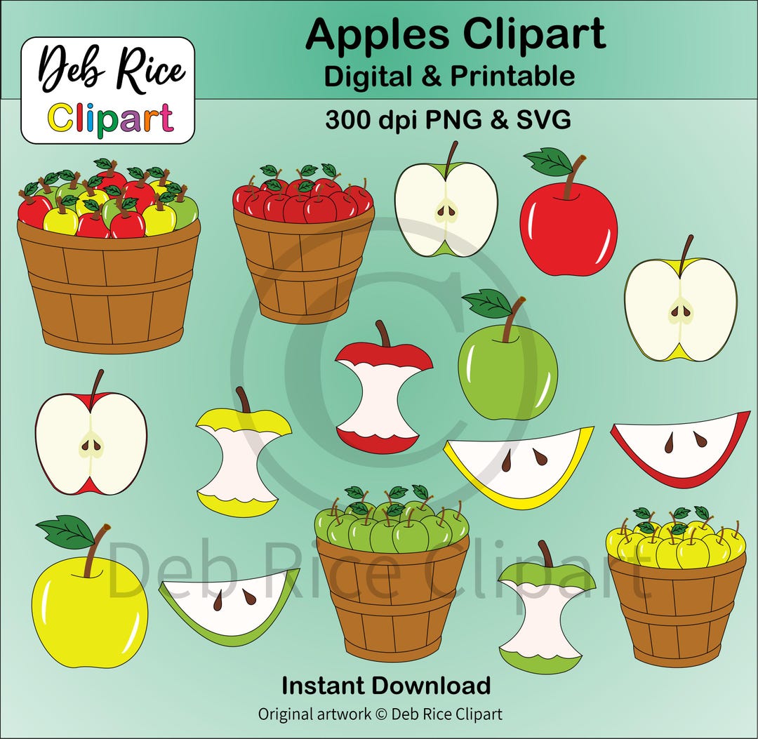 Apples Clipart Red Apples, Green Apples, Yellow Apples, Food Clipart ...