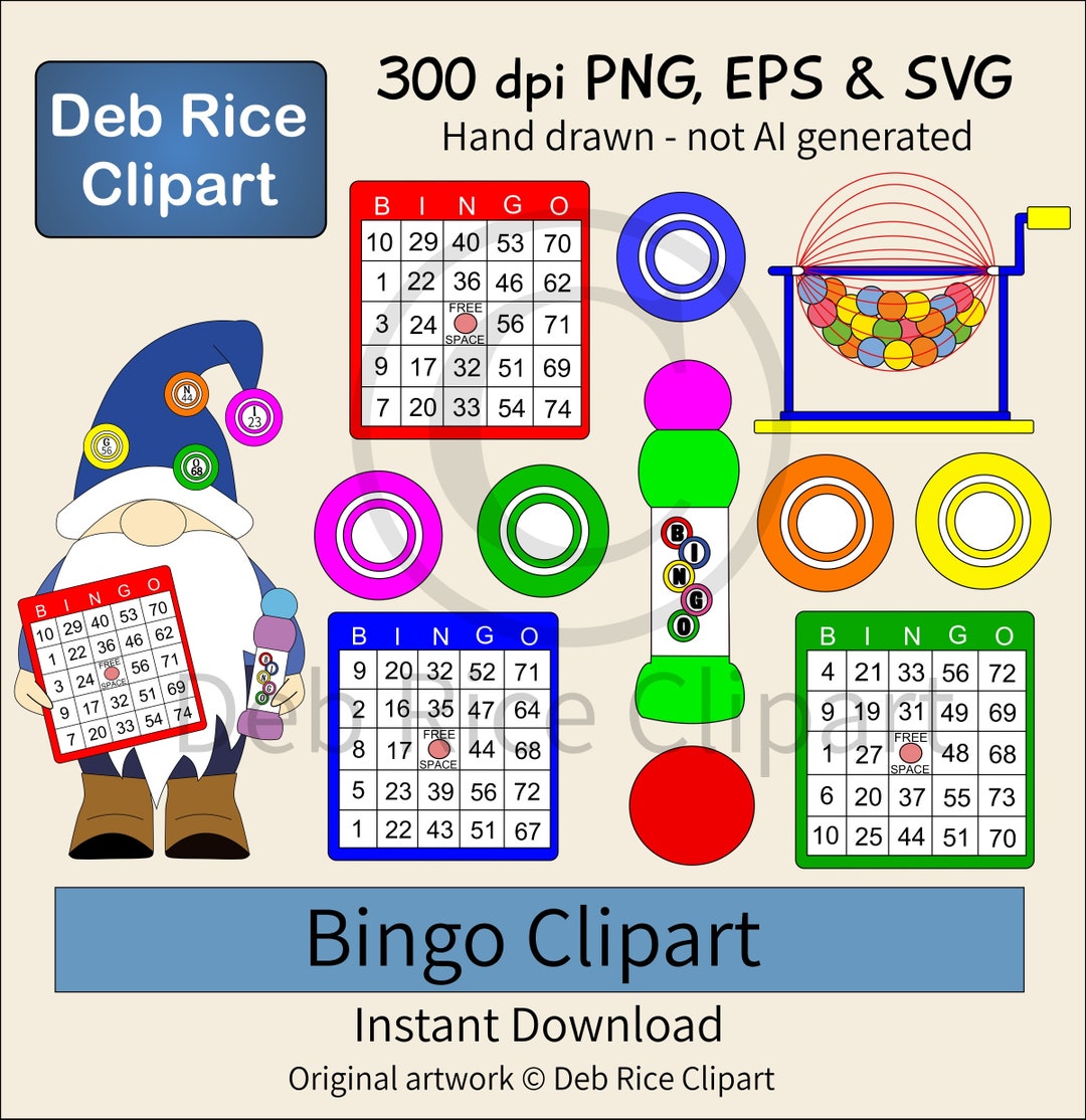 Bingo Clipart Blank Bingo Balls, Bingo Ball Cage, Bingo Cards, Dauber ...