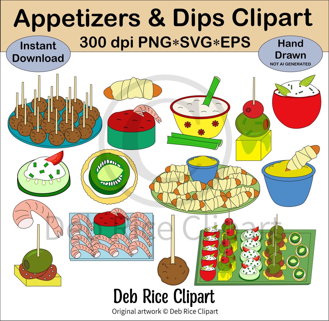 Appetizers and Dips Clipart - Pig in Blanket, Tomato Bite, Jalapeno ...