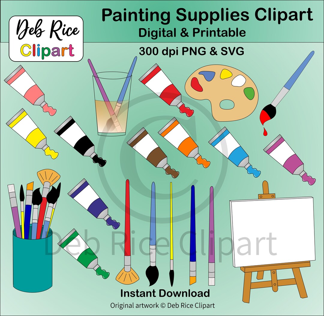 Painting Clipart Paint Brushes, Paint Easel, Paint Palette, Paint Tubes ...