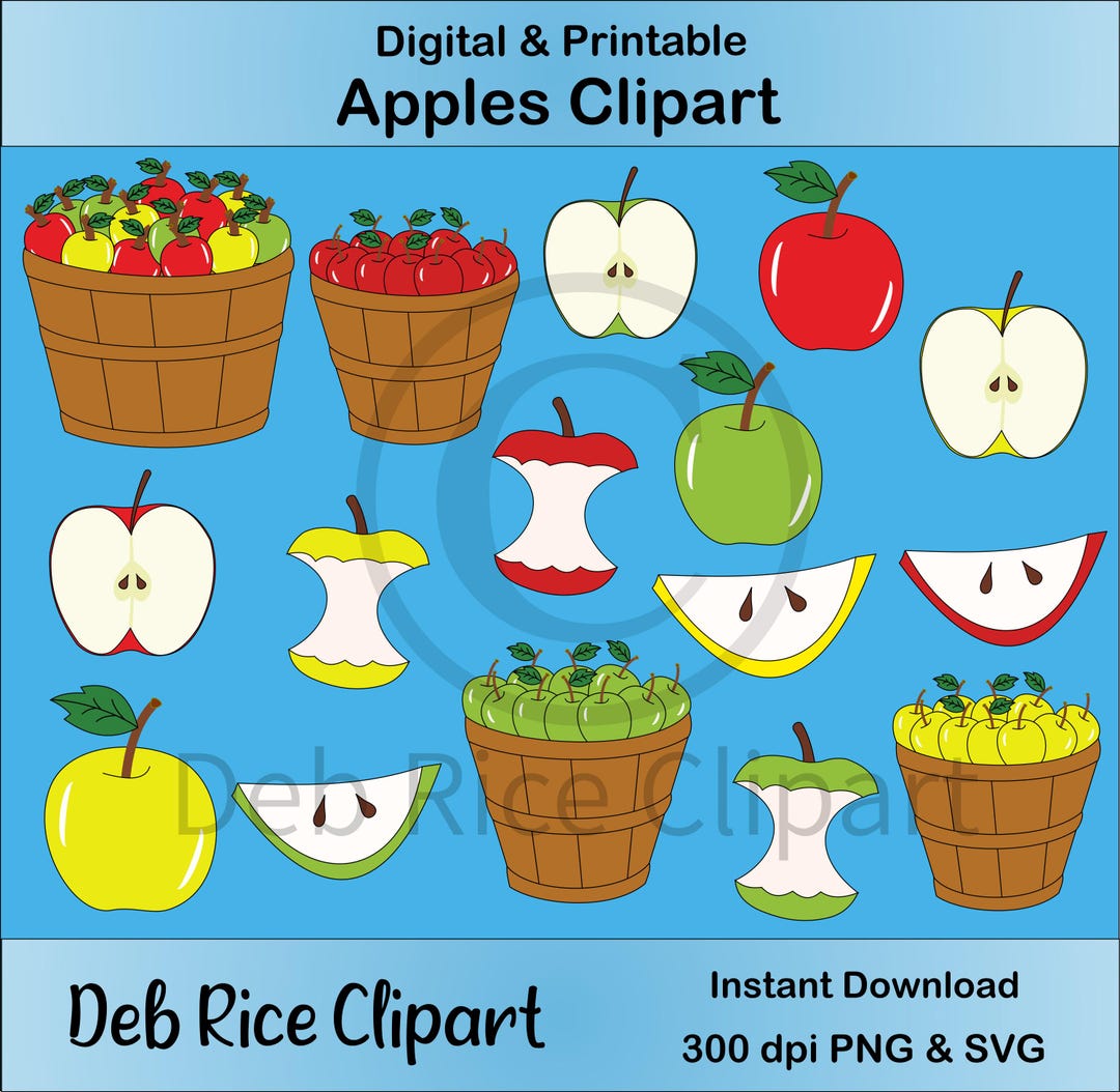 Apples Clipart Red Apples, Green Apples, Yellow Apples, Food Clipart ...