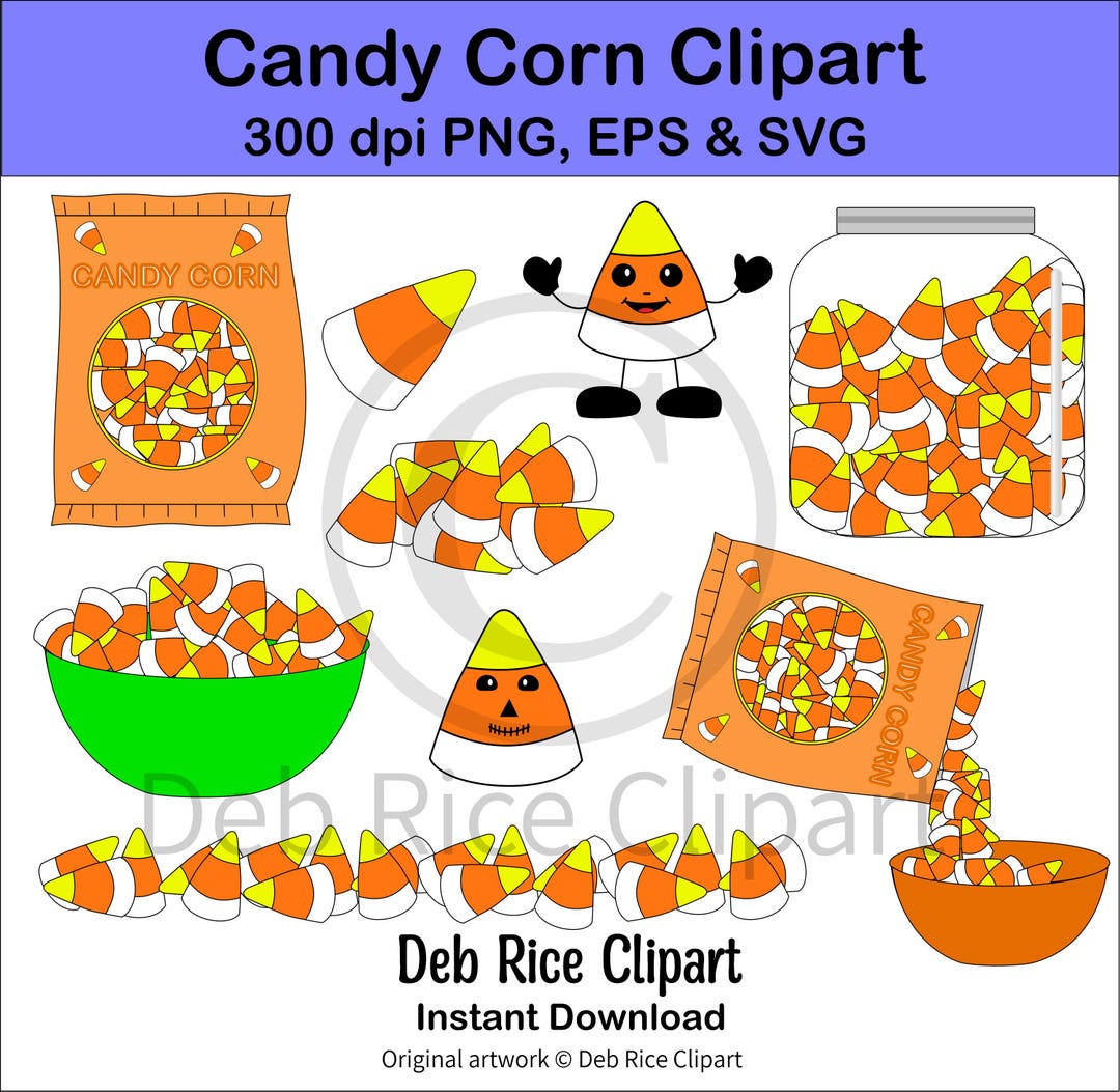 Candy Corn Clipart - Candy Corn Bag, Kawaii Candy Corn, Candy Corn Jar ...