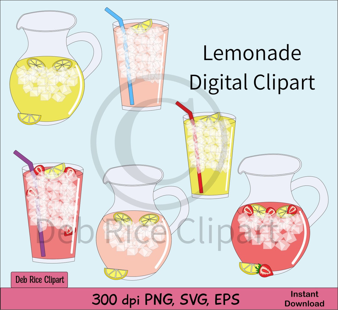 Lemonade Digital Clipart Strawberry Lemonade, Pink Lemonade, Lemonade ...