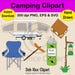Camping Clipart - Campfire, Popup Camper, Tent, S'mores, PNG, EPS, SVG ...