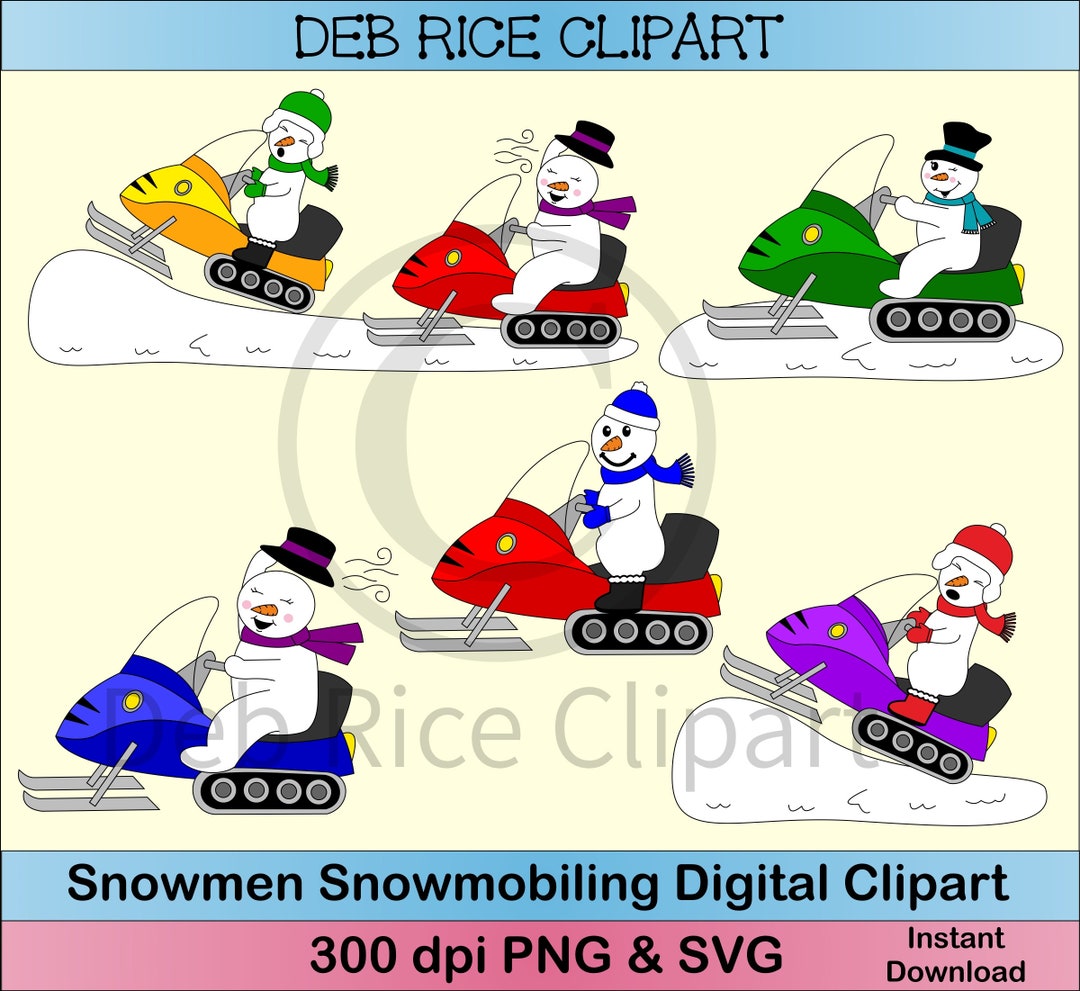 Snowmen Snowmobiling Clipart Snowman Riding Snowmobile, Snowmen Having ...