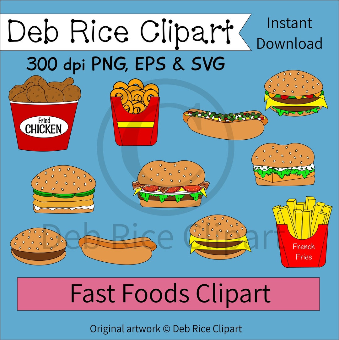 Fast Food Clipart Fish Sandwich, Fried Chicken Bucket, Cheeseburgers ...