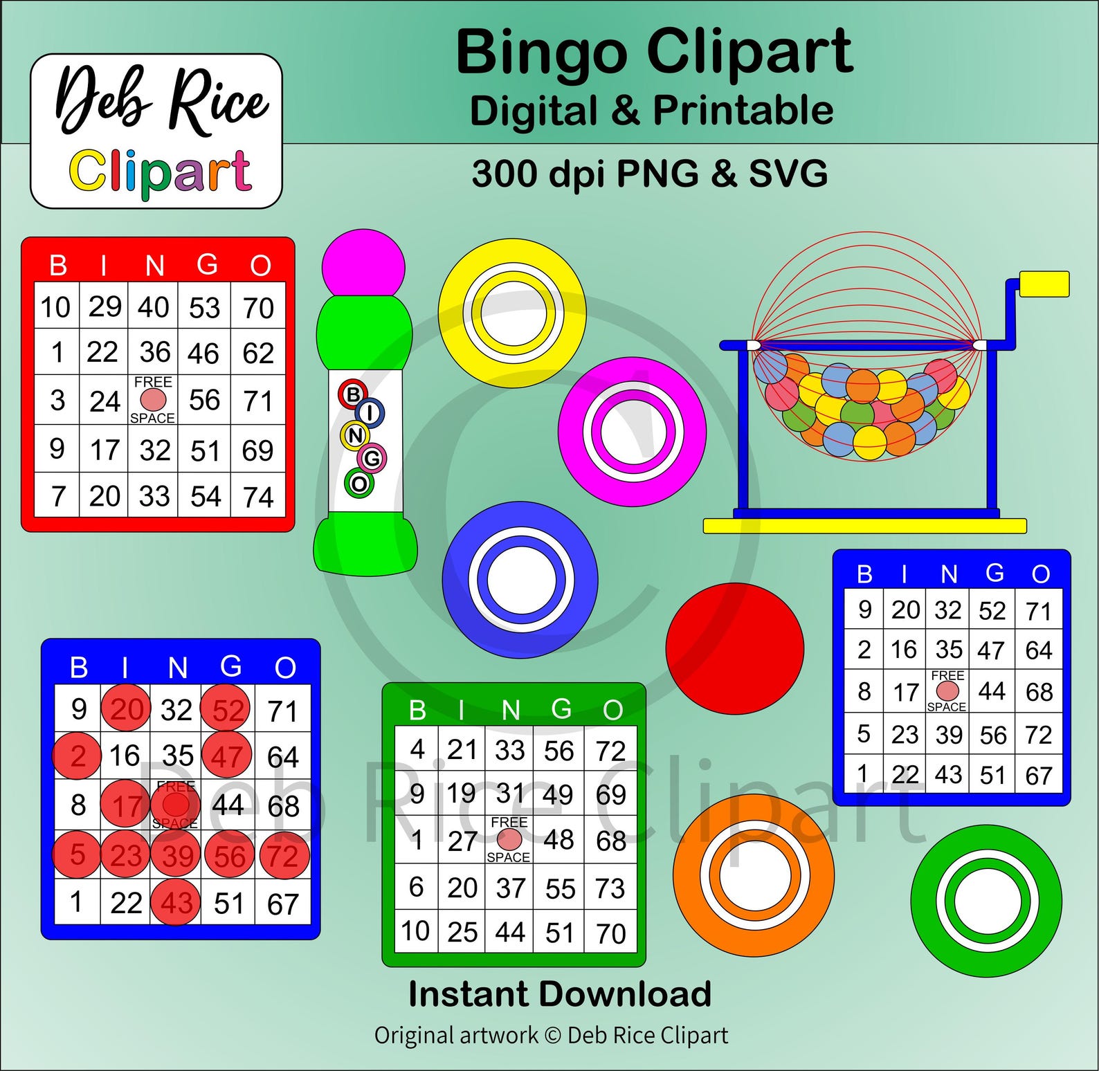 Bingo Clipart Blank Bingo Balls, Bingo Ball Cage, Bingo Card Winner ...