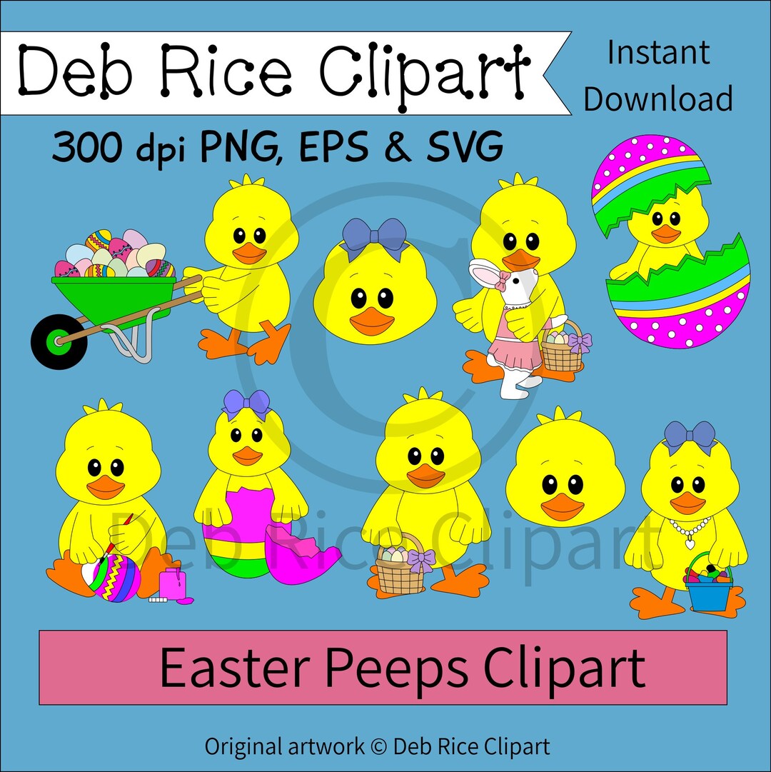 Easter Peeps Clipart Peep Pushing Easter Eggs in Wheelbarrow, Hatched ...