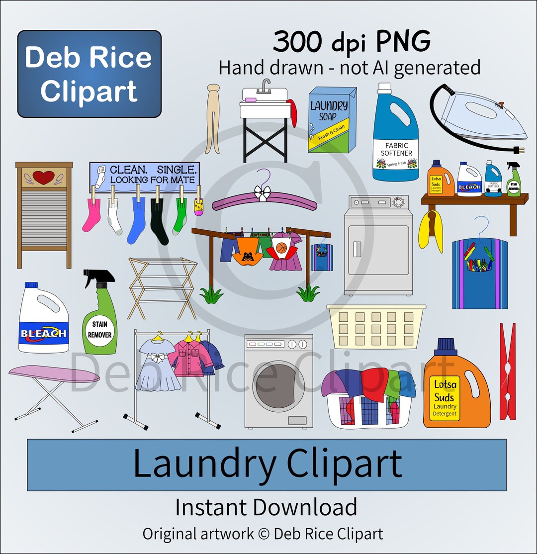 Laundry PNG Clipart Washer, Dryer, Iron, Clothespins, Bleach, Laundry ...
