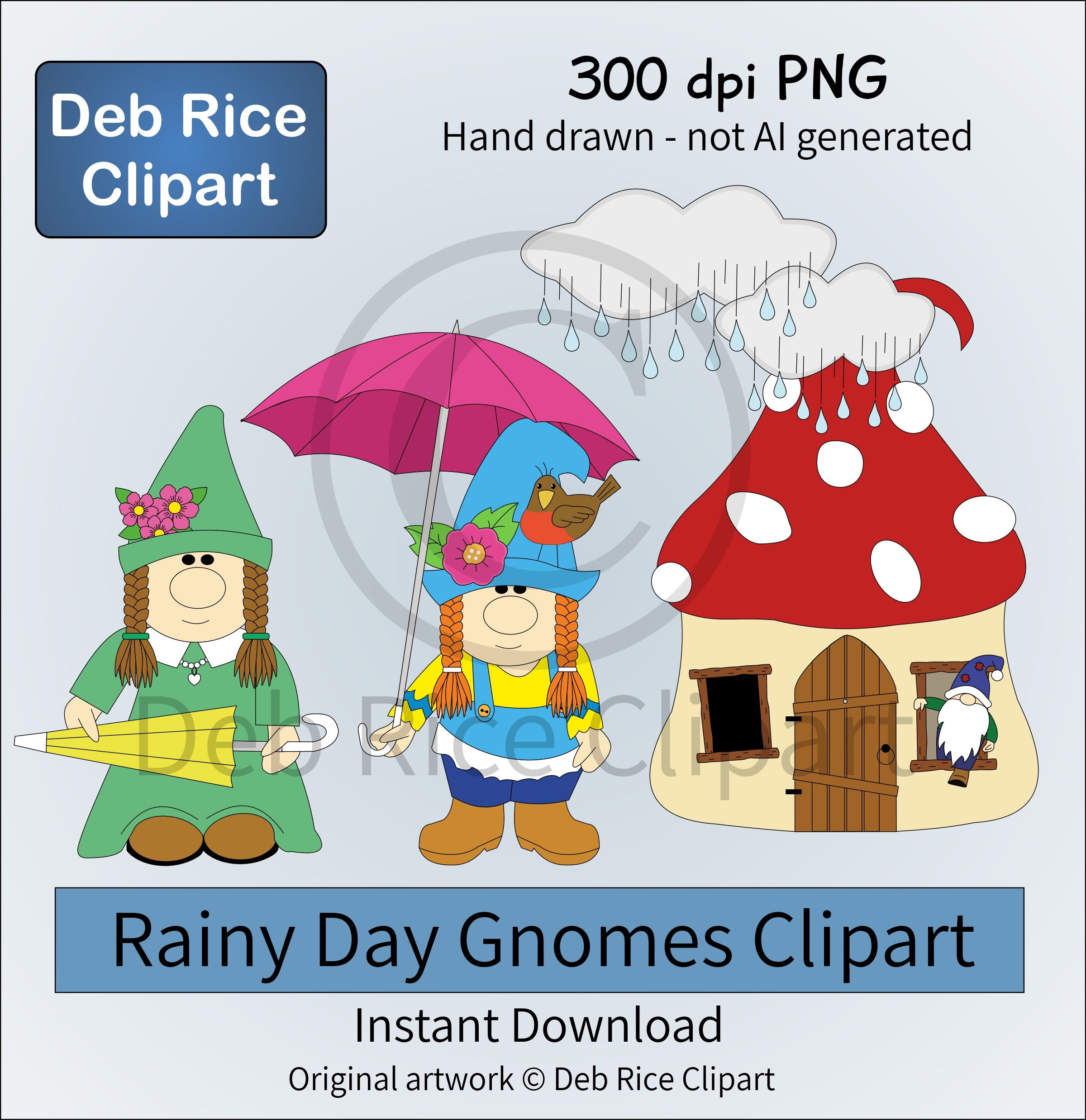 Rainy Day Gnomes PNG Clipart Rain Clouds, Gnomes With Umbrellas, Rainy ...