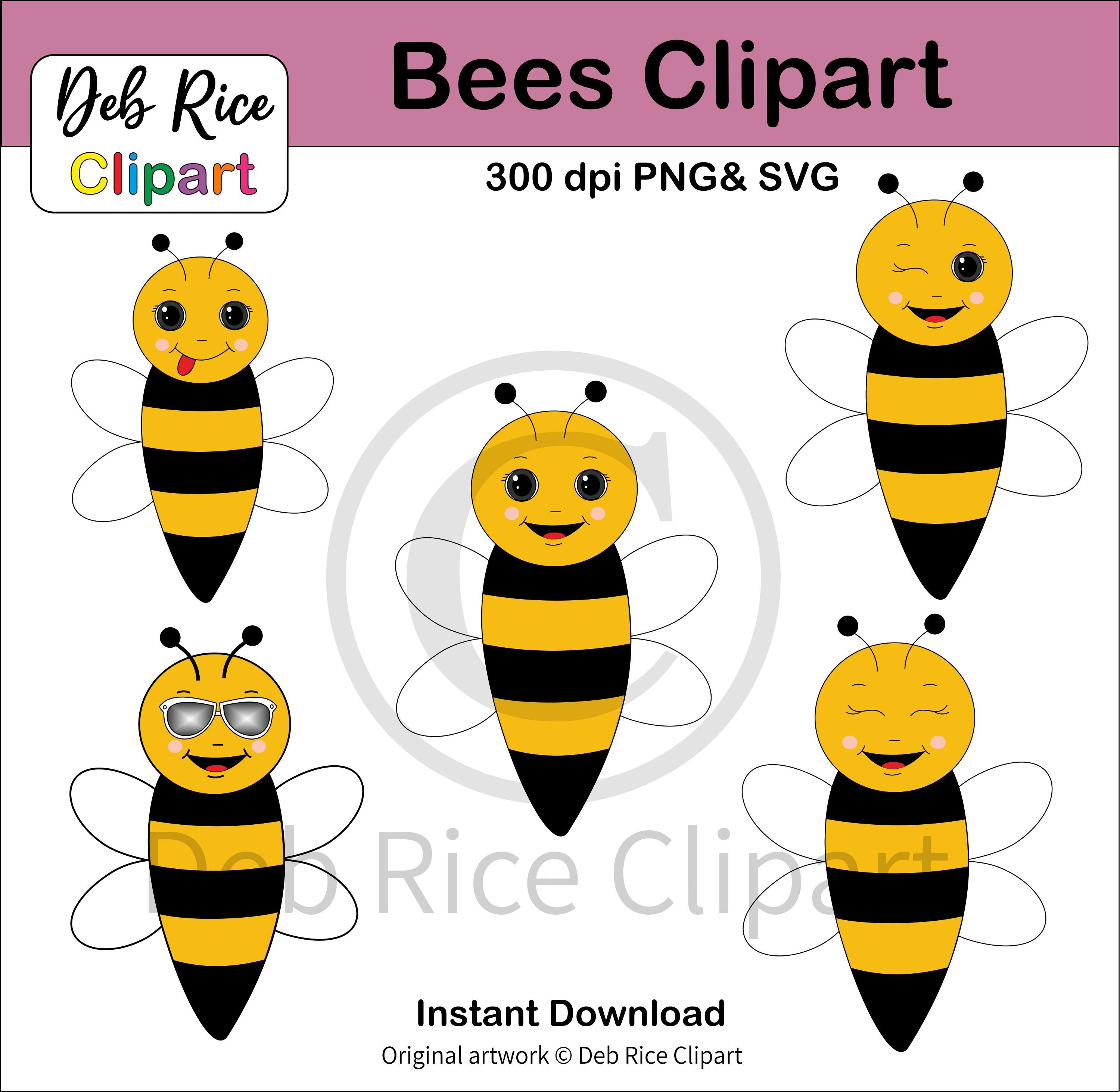 Bees Clipart Bees With Kawaii Faces, Smiling Bees, Giggling Bees ...