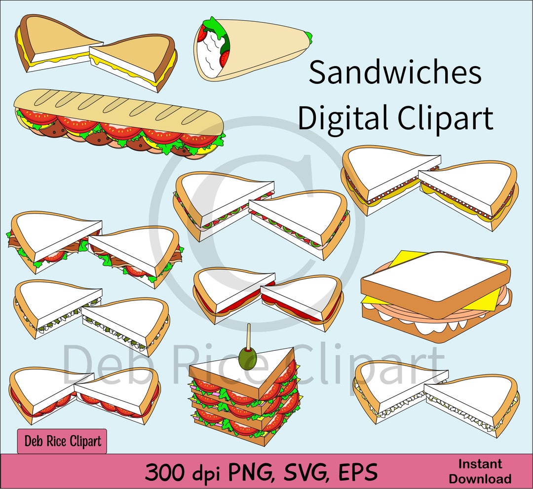 Sandwiches Digital Clipart Club Sandwich, Egg/olive Sandwich, Egg Salad ...