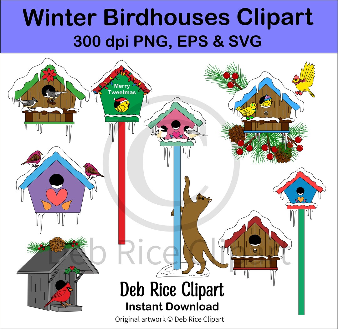 Winter Birdhouses Clipart - Merry Tweetmas Birdhouse, Birdhouse With ...