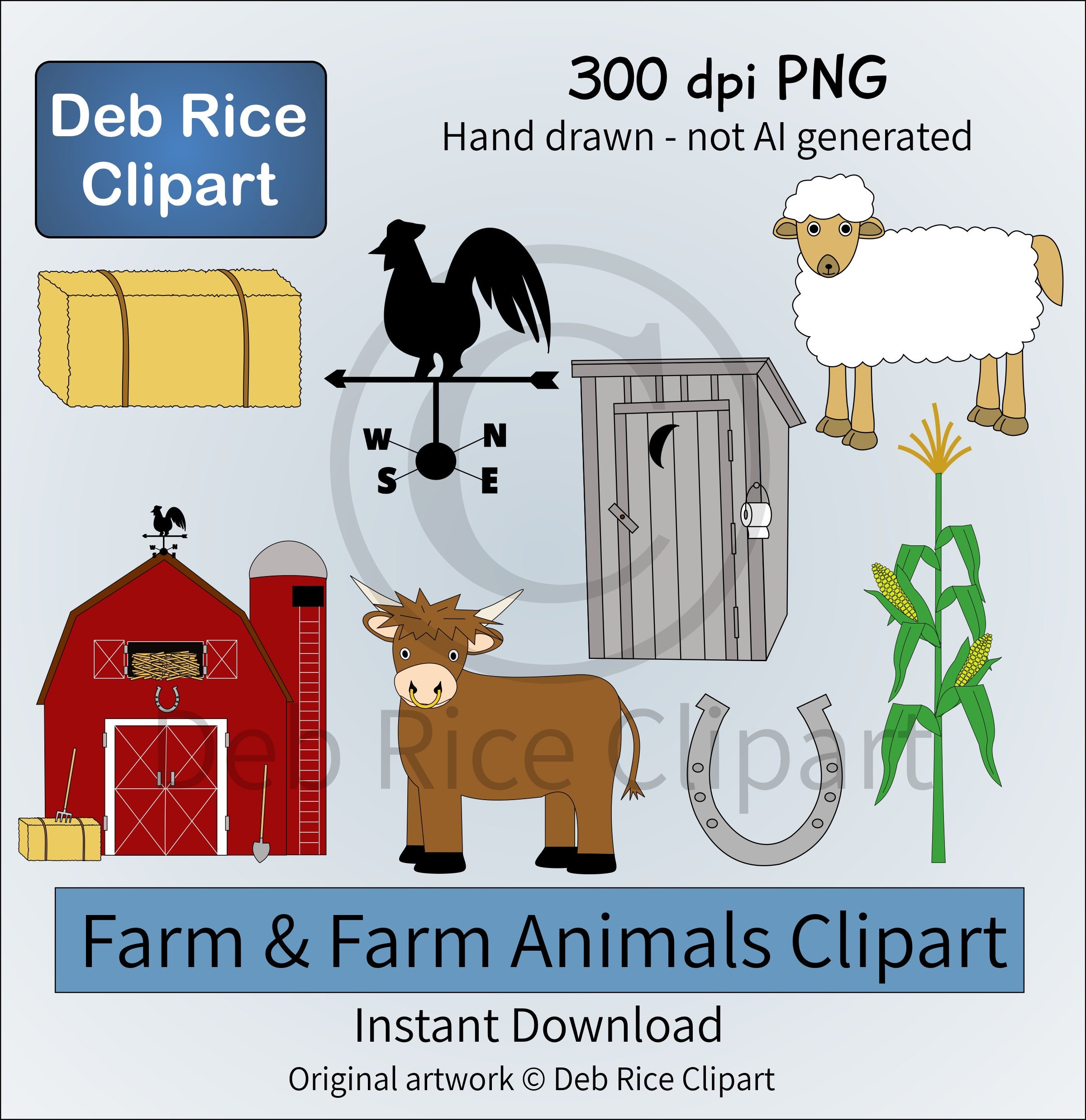 Farm & Farm Animals PNG Clipart Barn, Tractor, Pig, Cow, Bull ...