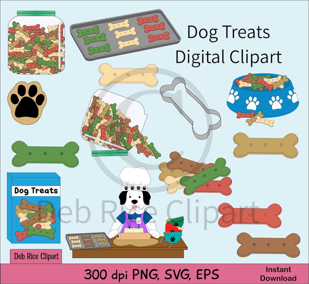 Dog Treats Digital Clipart Dog Treats Jar, Bone Cookie Cutter, Dog ...