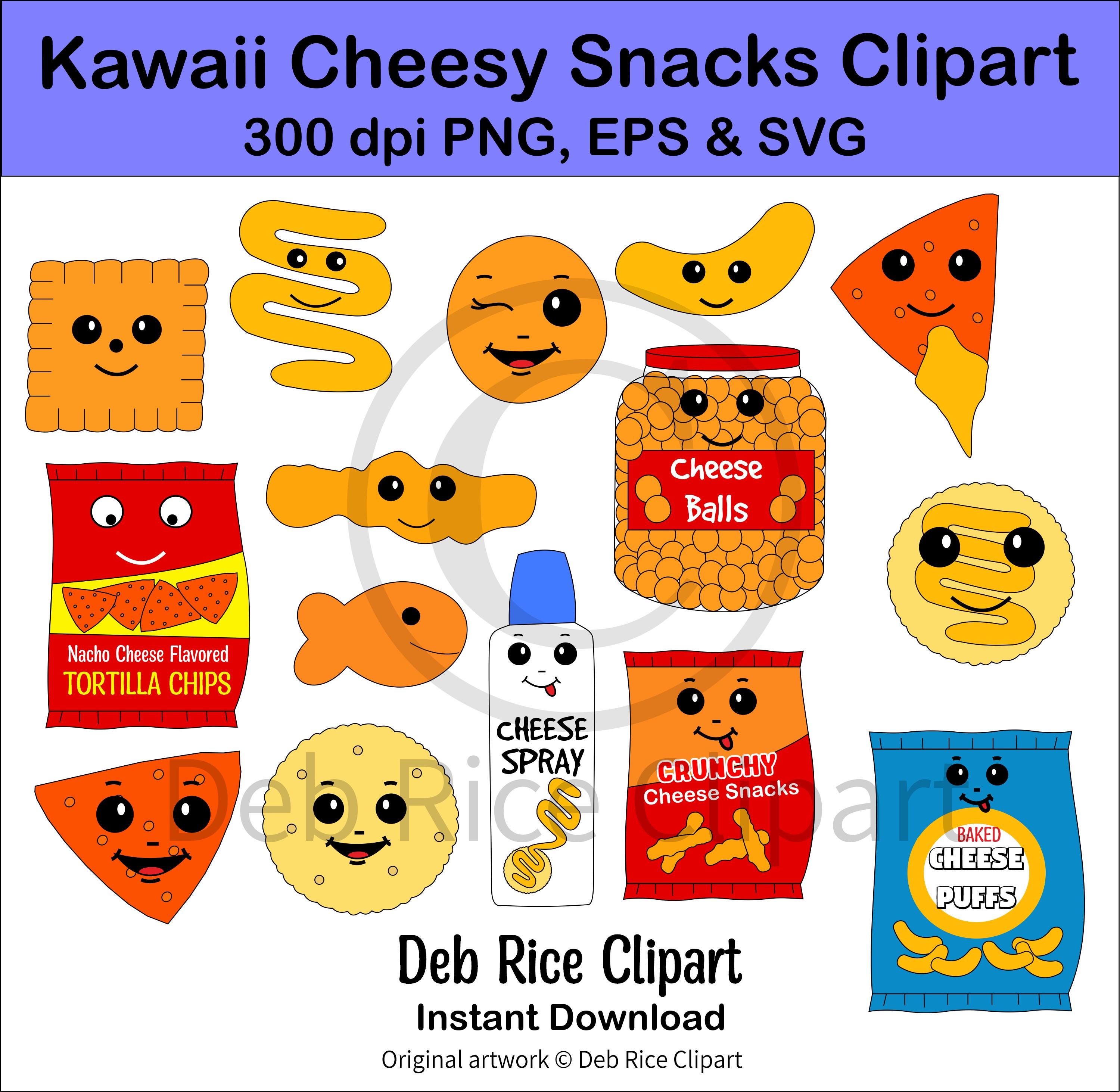 Kawaii Cheesy Snacks Clipart - Kawaii Cheese Puffs, Kawaii Cheese Balls ...