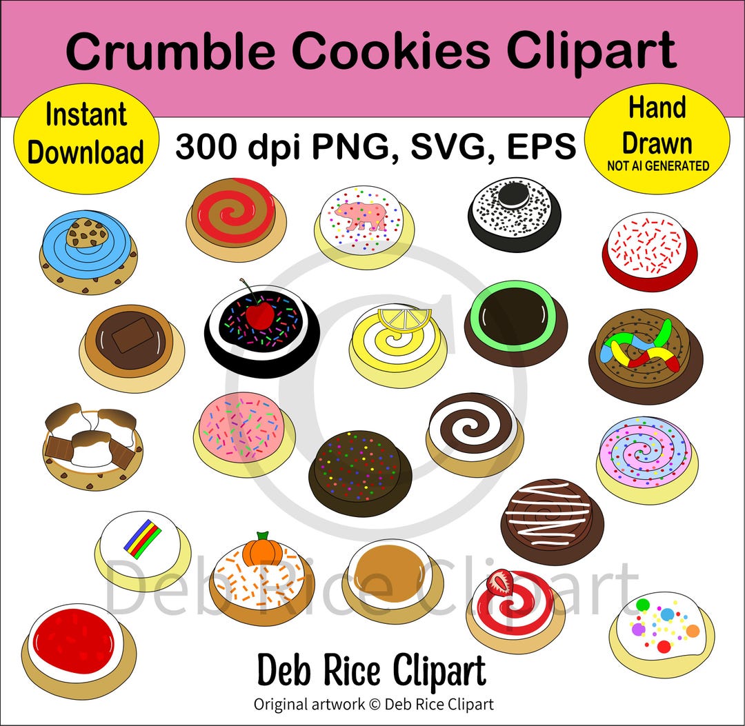 Crumble Cookies Clipart - PNG, SVG, EPS, Instant Digital Download - Etsy