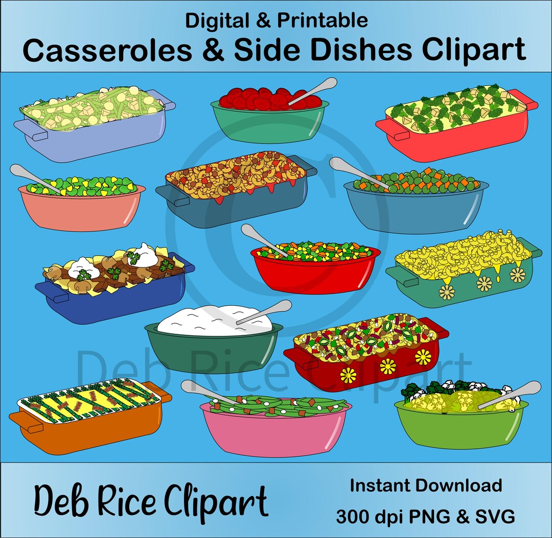 Casseroles and Side Dishes Clipart PNG / Vector SVG / Print to Cut ...