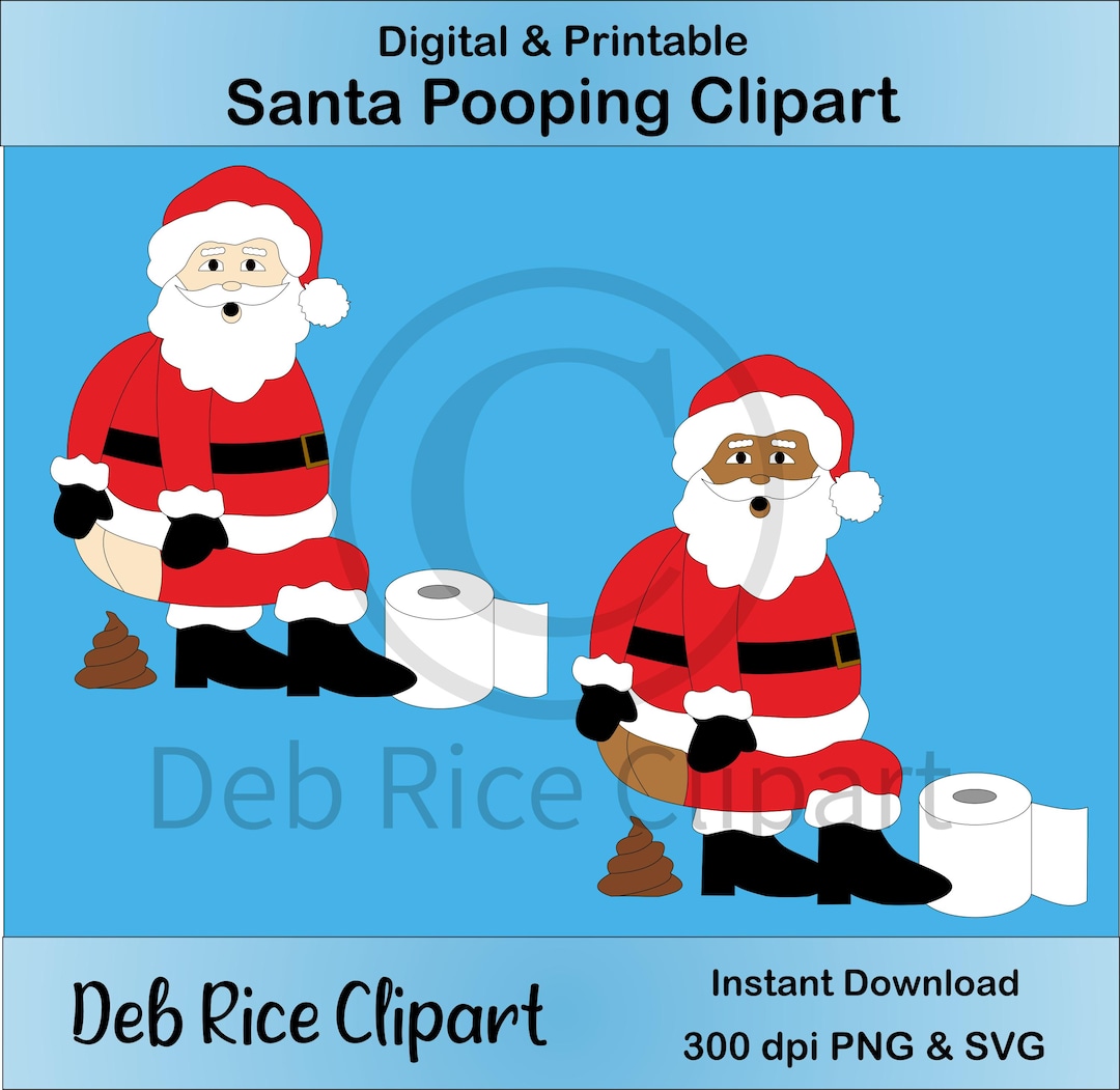 Santa Pooping Clipart White Santa Pooping, Black Santa Pooping, Gag ...