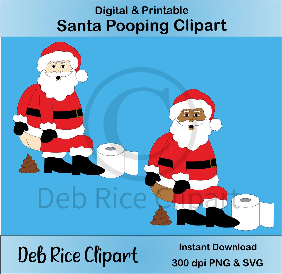 Santa Pooping Clipart White Santa Pooping, Black Santa Pooping, Gag ...