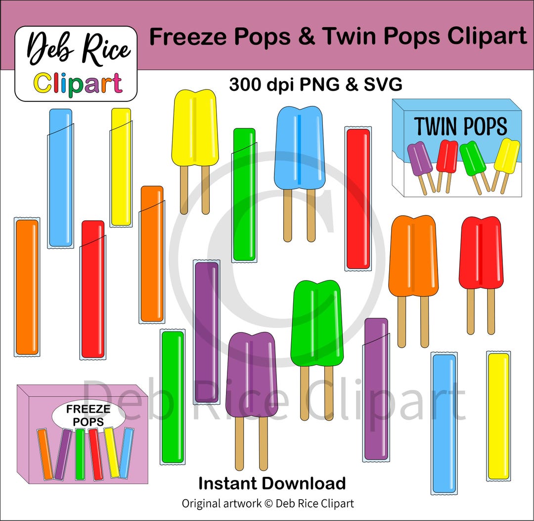 Freeze Pops and Twin Pops Clipart Colored Freeze Pops, Colored Twin ...