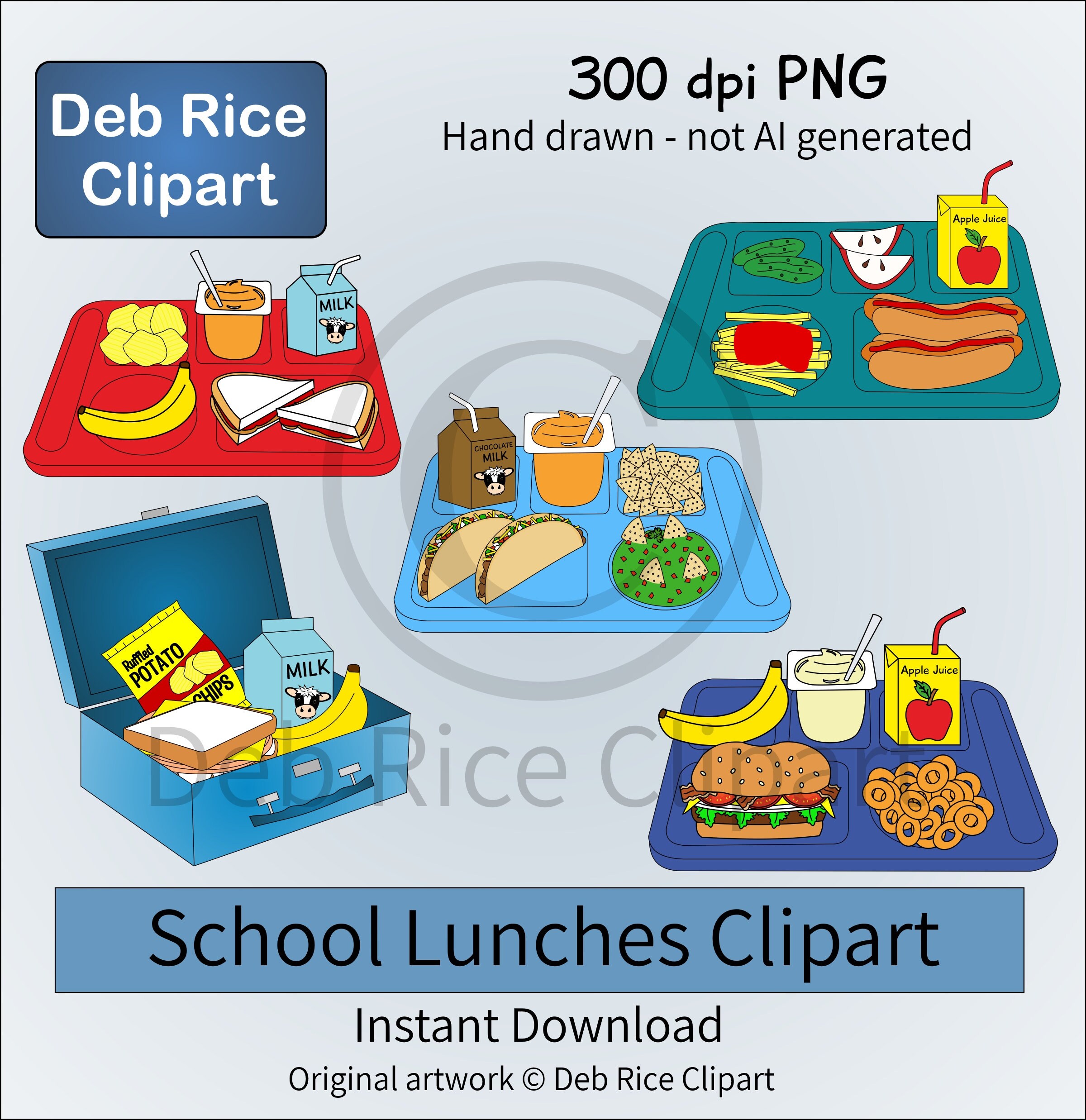 School Lunches PNG Clipart Lunchboxes, School Lunch Trays With Variety ...
