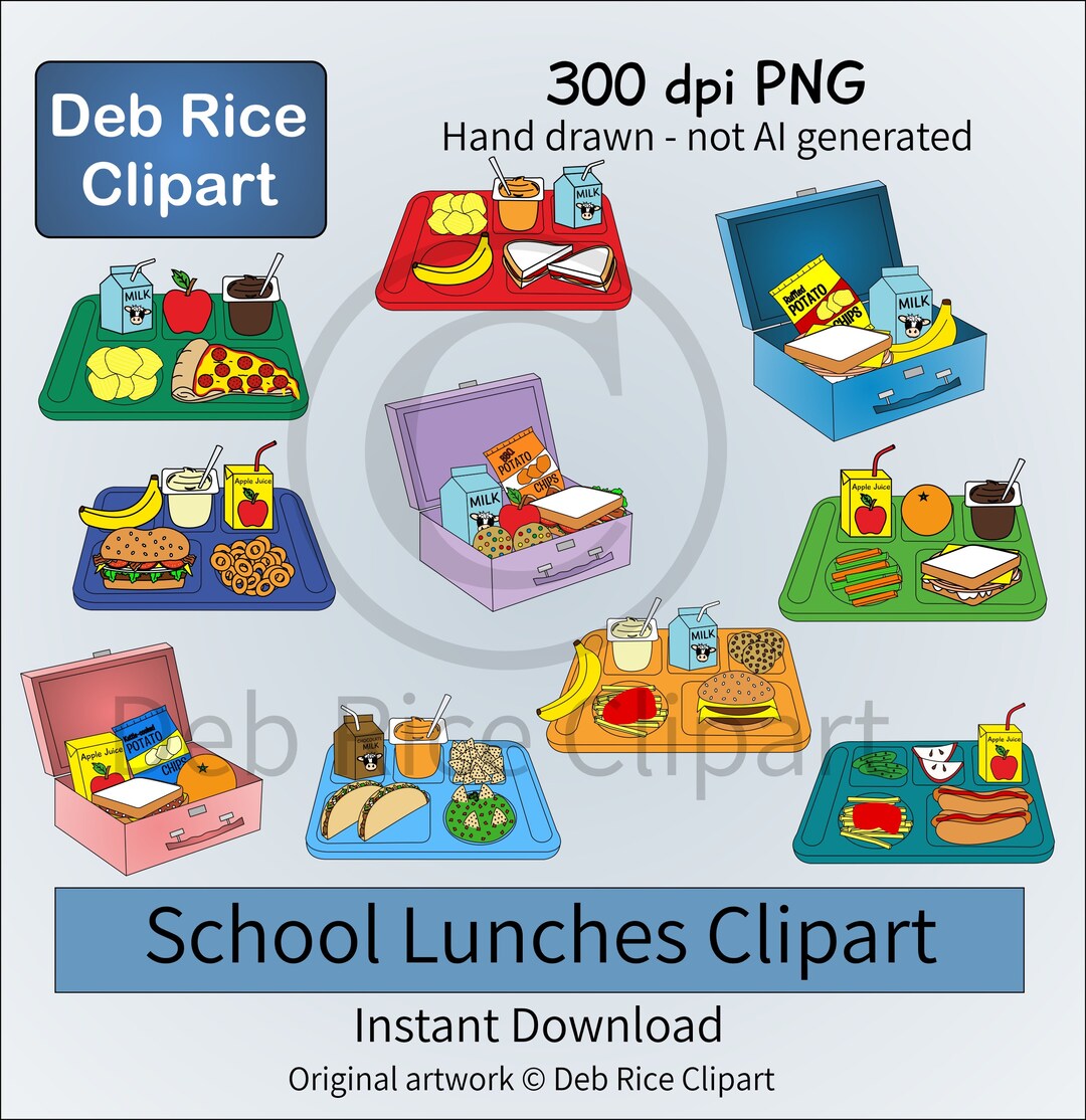 School Lunches PNG Clipart Lunchboxes, School Lunch Trays With Variety ...