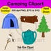 Camping Clipart - Campfire, Popup Camper, Tent, S'mores, PNG, EPS, SVG ...