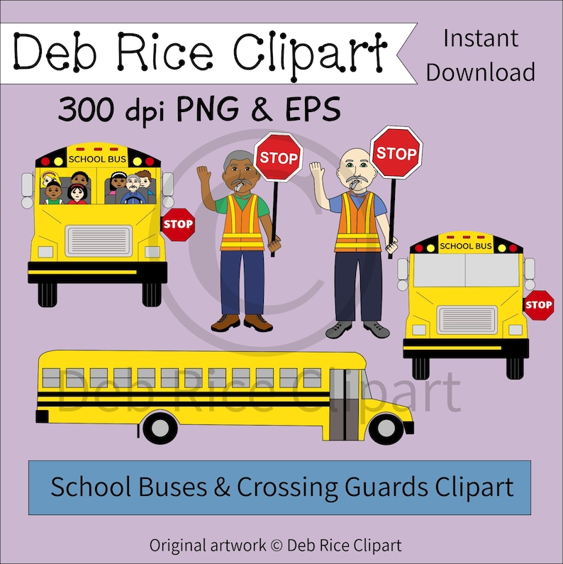 School Buses & Crossing Guards Clipart Crossing Guards Kids - Etsy
