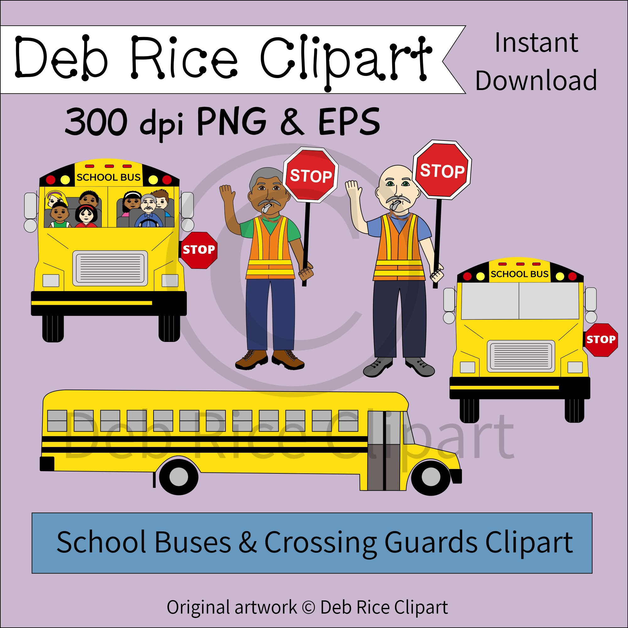 School Buses & Crossing Guards Clipart Crossing Guards Kids - Etsy