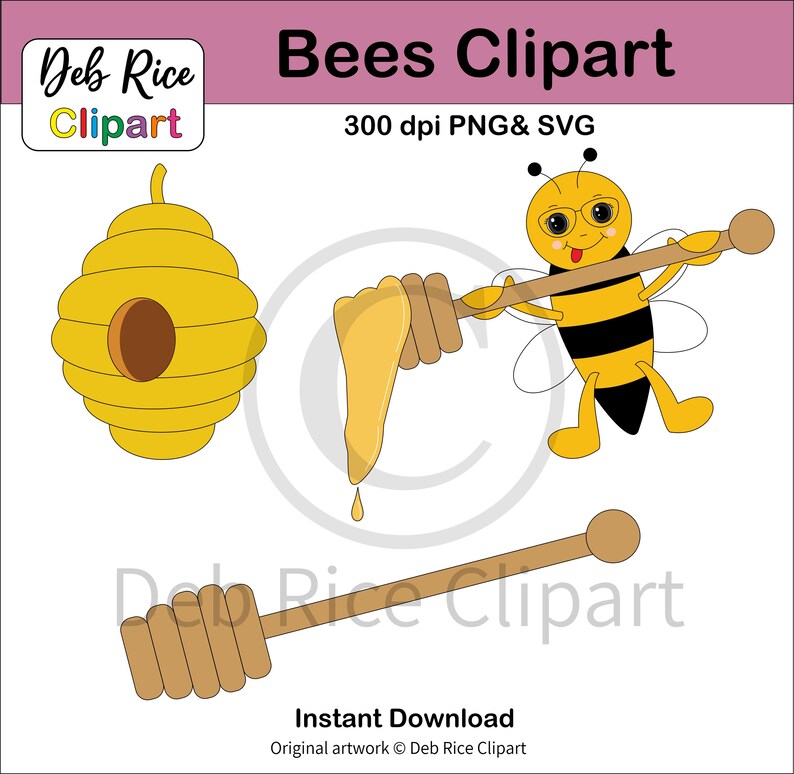 Bees Clipart Bees With Kawaii Faces, Smiling Bees, Giggling Bees ...