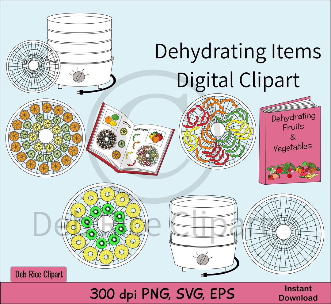 Dehydrating Items Digital Clipart Dehydrator, Food on Dehydrator Trays ...