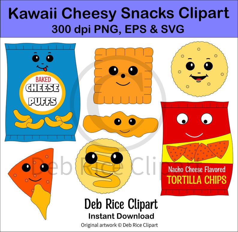 Kawaii Cheesy Snacks Clipart - Kawaii Cheese Puffs, Kawaii Cheese Balls ...