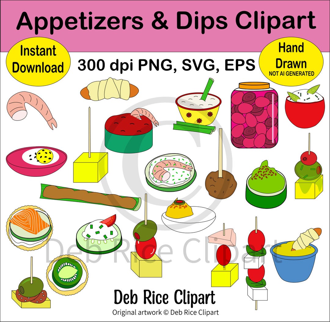 Appetizers Clipart - Party Foods, PNG, SVG, EPS, Instant Digital ...