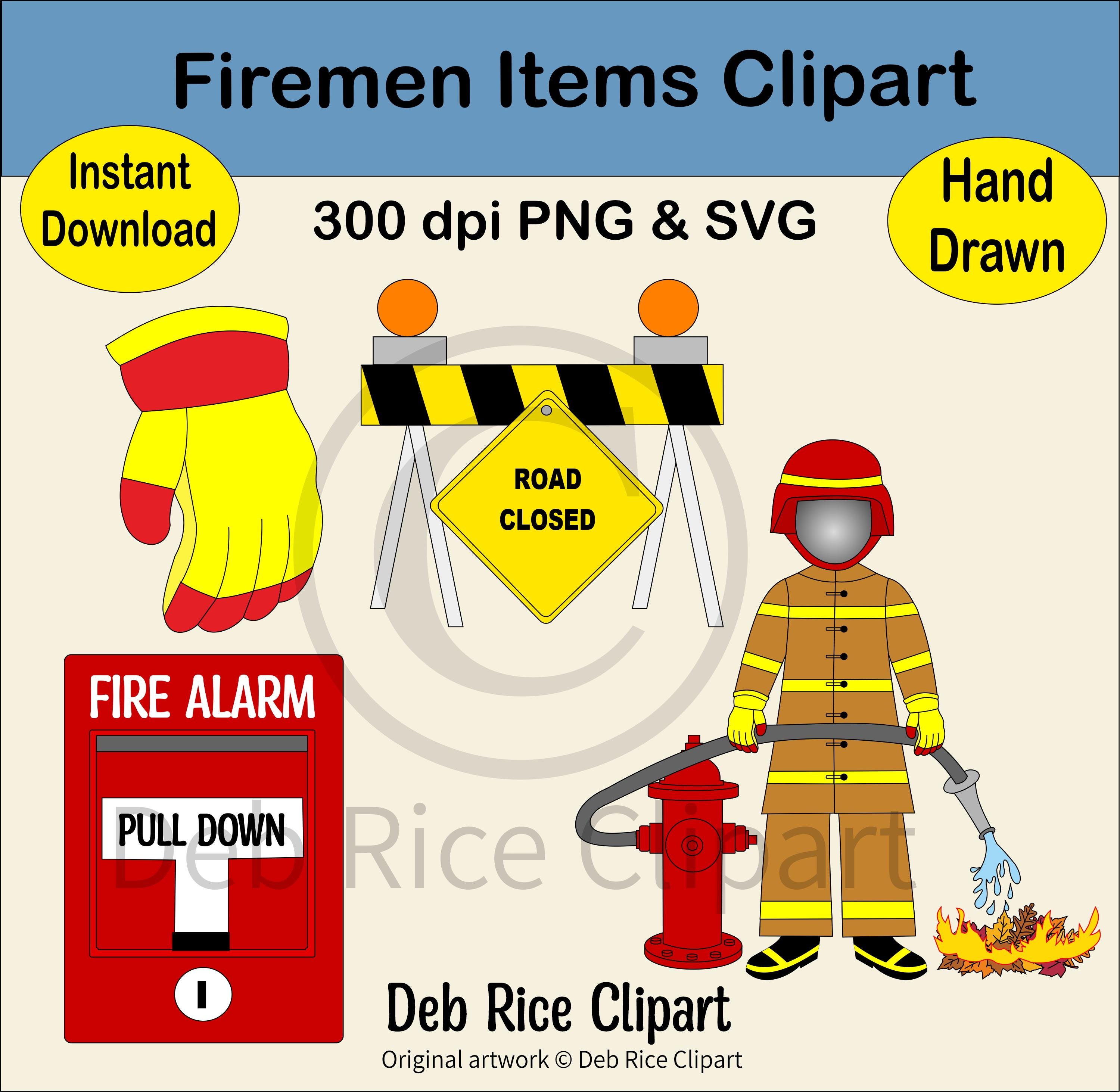 Fireman Items Clipart - Fire Truck, Dalmatian, Hydrant, PNG, SVG ...