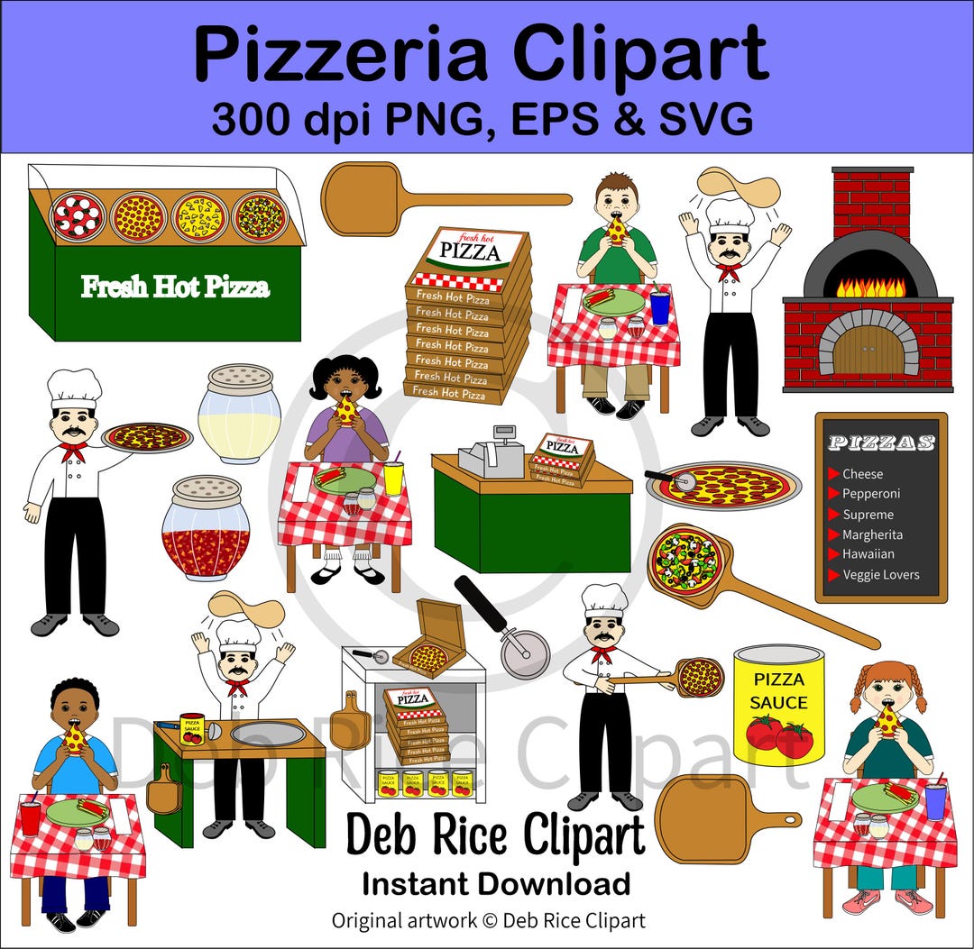 Pizzeria Clipart - Pizza Chefs, Pizza Peels, Kids Eating Pizza, Pizza ...