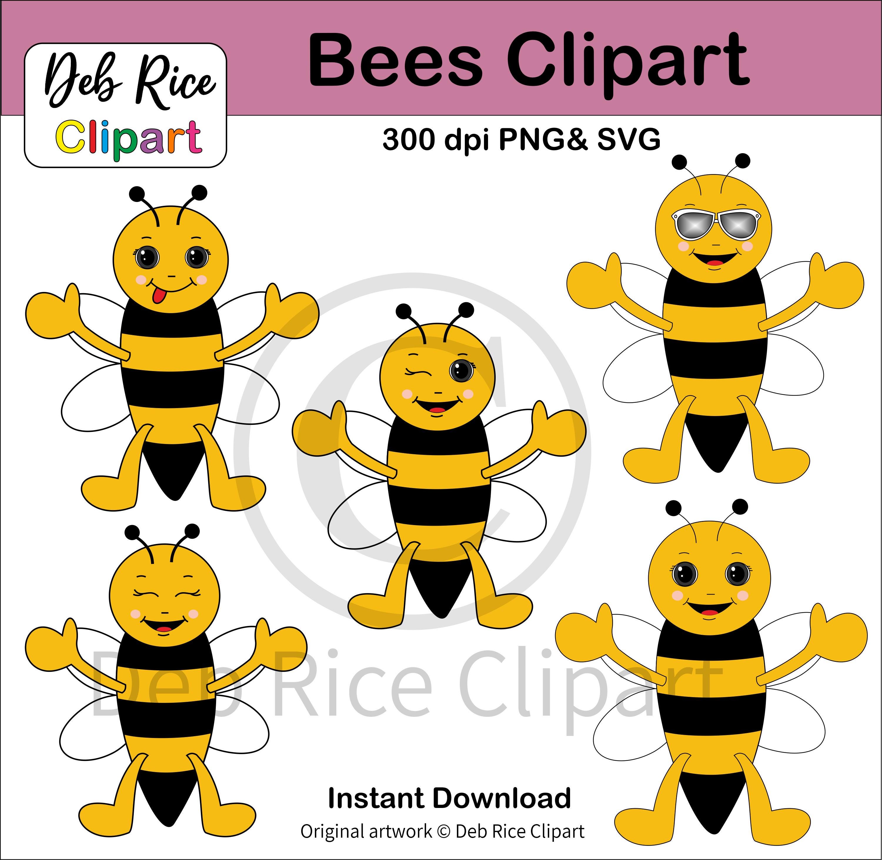 Bees Clipart Bees With Kawaii Faces, Smiling Bees, Giggling Bees ...