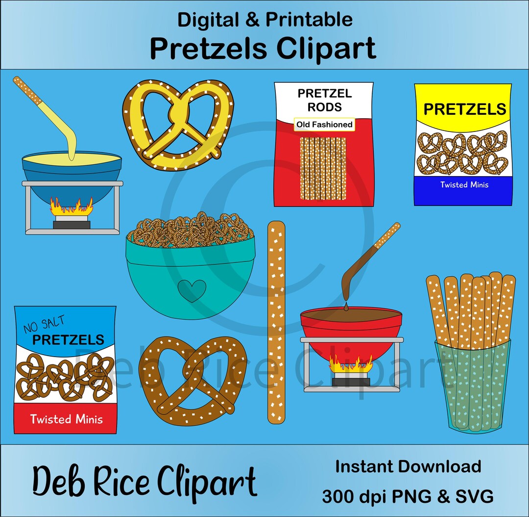 Pretzels Clipart Pretzel Fondue Pot, Pretzel Bags, Pretzel Rod, Soft ...