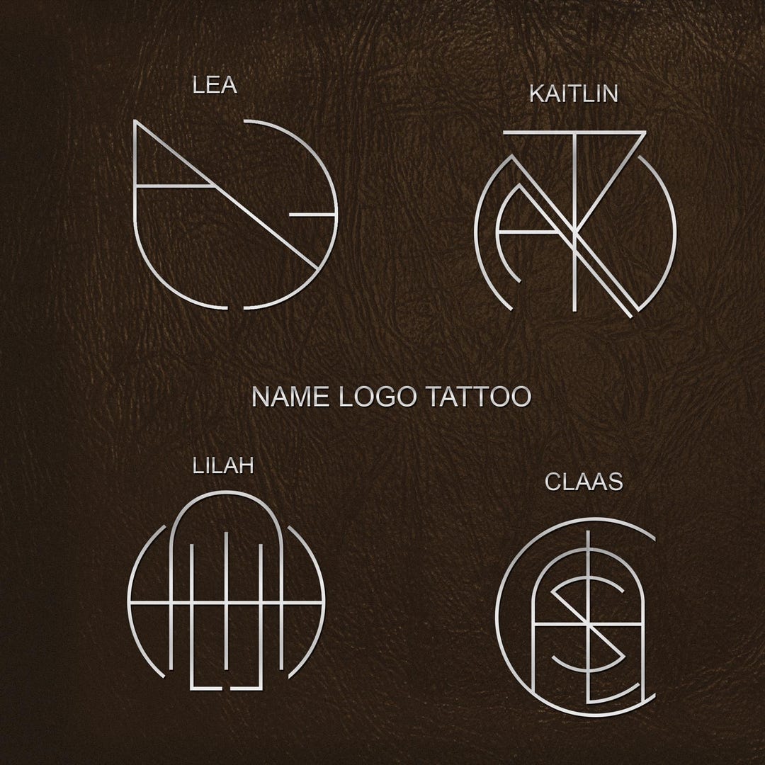 Custom Geometric Name Logo Design: Minimalist Tattoo Art - Etsy