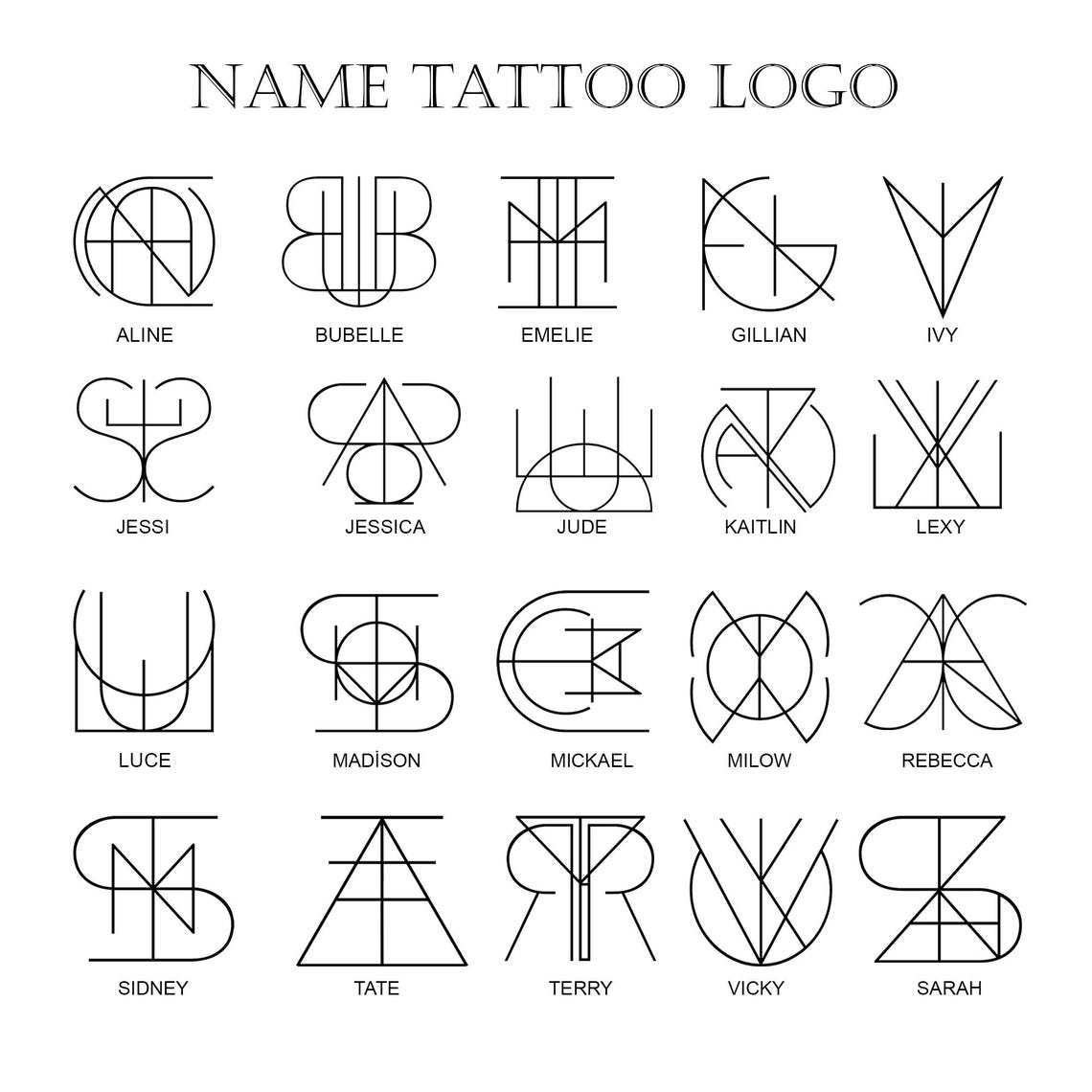 Custom Name Tattoo – Minimalist Monogram – Custom Monogram Logo - Etsy