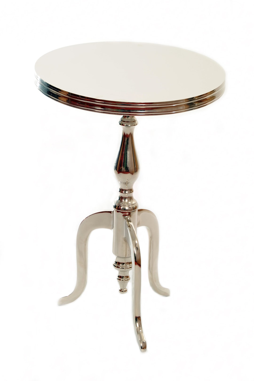 Table Made of Solid Metal in Silver Finish, Top Dia 15'' & H 21'' - Etsy UK